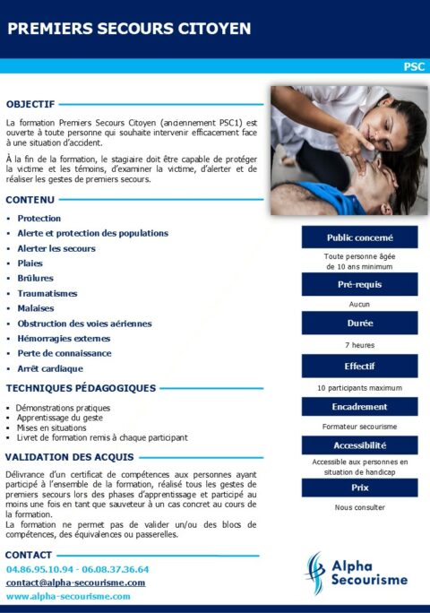 Prévention et Secours Civiques (PSC1) | Alpha Secourisme